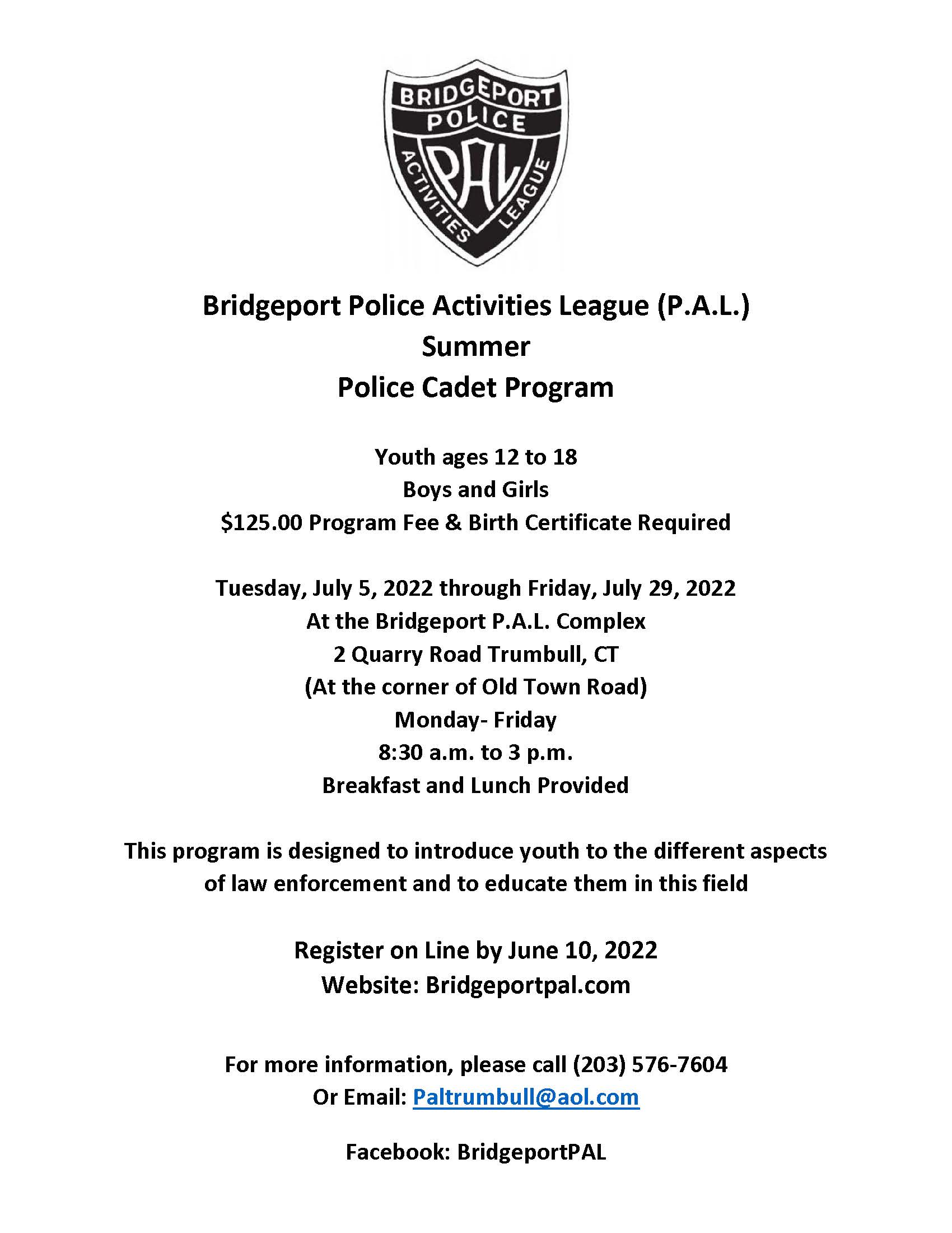 Police Cadet Program – Bridgeport Police Activities League