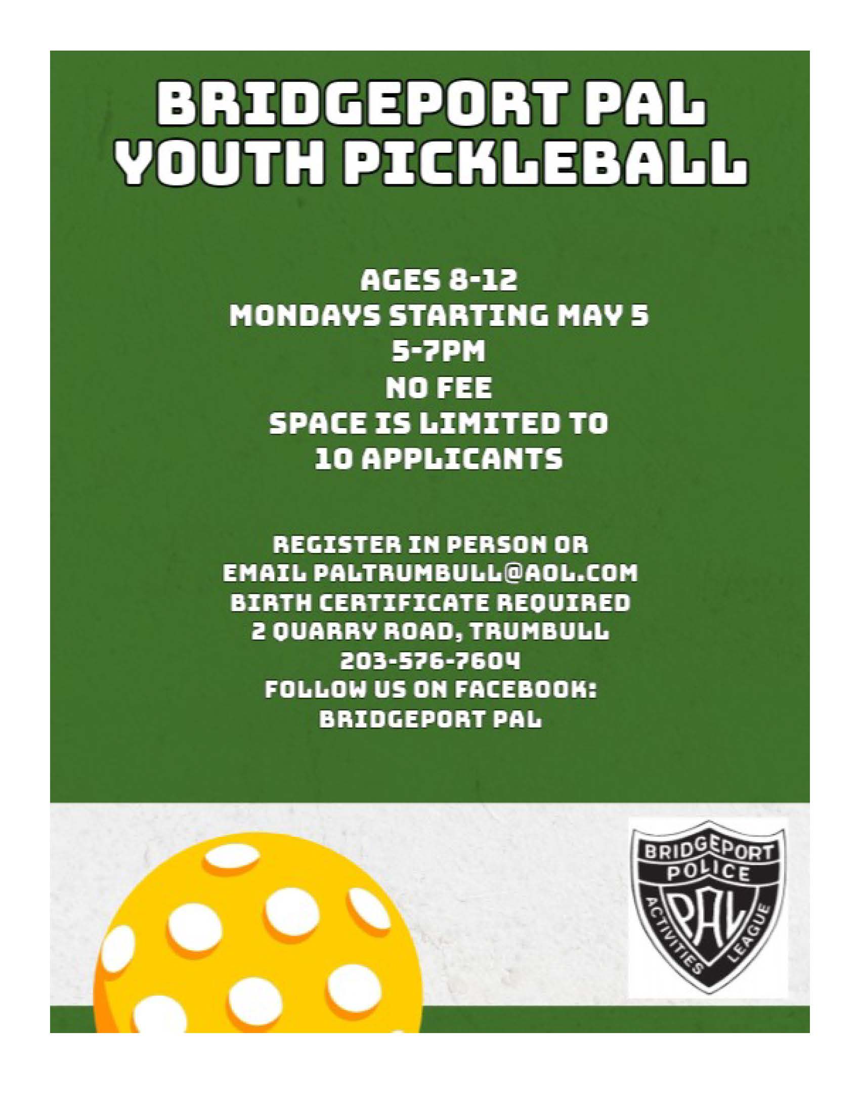 Pickleball Program – Bridgeport Police Activities League